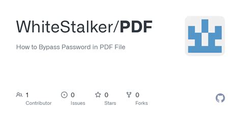 GitHub WhiteStalker PDF How To Bypass Password In PDF File