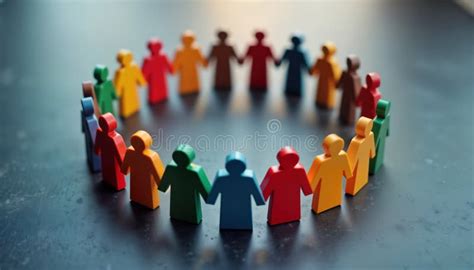 Colorful Figures Of People Linked Hands In Circle Represent Unity Diversity Diverse Group
