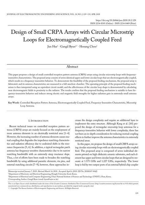 Pdf Design Of Small Crpa Arrays With Circular Microstrip Loops For