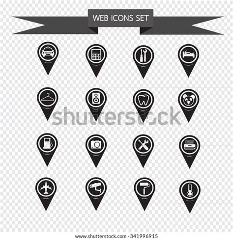 Set Map Pointer Icons Website Communication Stock Vector Royalty Free Shutterstock