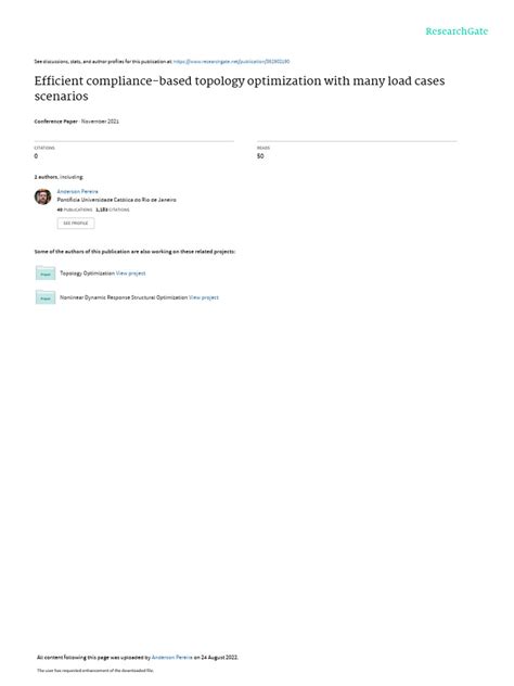 Sagilo Pereira 21 Efficient Compliance Based Topology Optimization With Many Load Cases Pdf