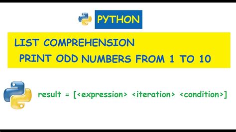 Python Program To Print Odd Numbers Form 1 To 10 Using List