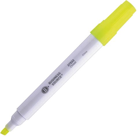 Business Source Chisel Tip Yellow Value Highlighter Chisel Marker Point Style Yellow White