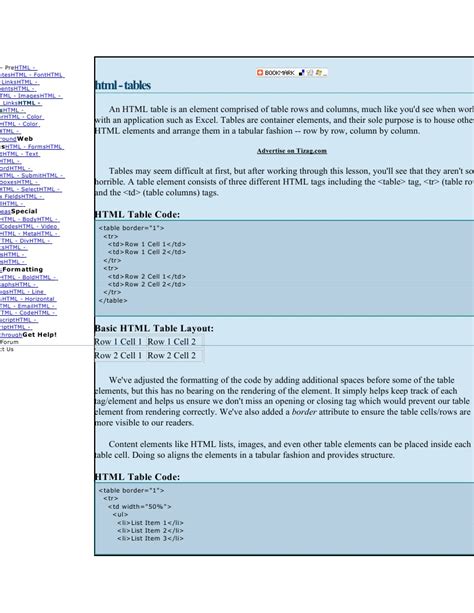 Table Pdf Html Element Html