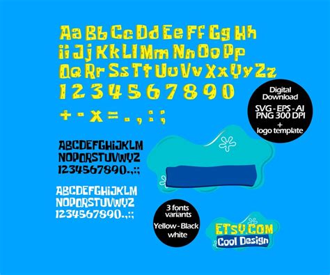 Spongebob Font Svg Printable Rld Png Ttf Cricut Etsy