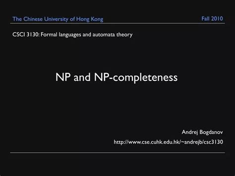 Ppt Csci 3130 Formal Languages And Automata Theory Powerpoint