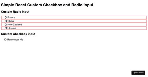 React Custom Radio Checkbox Codesandbox
