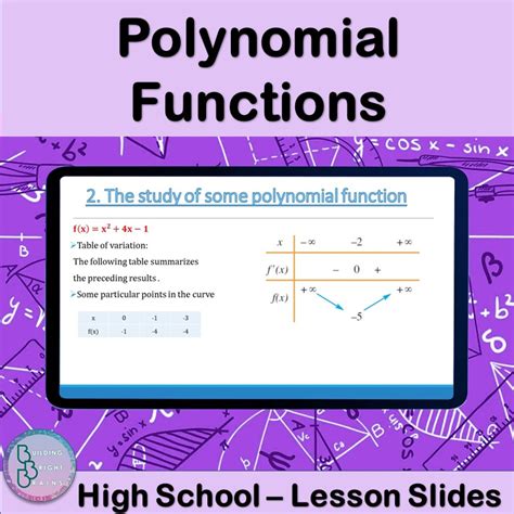 polynomial functions high school math powerpoint lesson slides made
