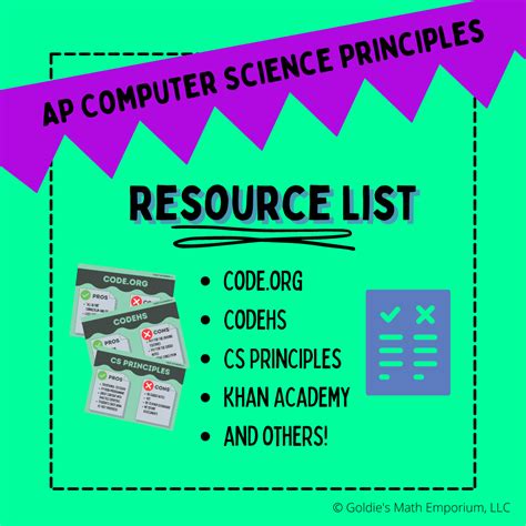 Ap Computer Science Principles Resources Goldies Math Emporium