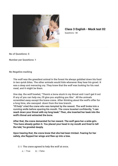English Olympiad Class 3 Sample Mock Test Paper 02 Olympiad Tester