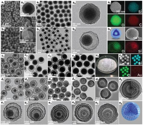 a1) SEM, a2) TEM, and a5) EDS mapping images of SiO2@hySiO2@SiO2 NPs;... | Download Scientific ...