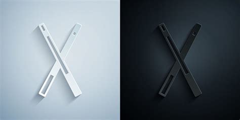 종이 컷 회색과 검은 색 배경에 격리 된 교차 당구 큐 아이콘 종이 아트 스타일 벡터 3차원 형태에 대한 스톡 벡터 아트 및 기타 이미지 3차원 형태 경쟁 고풍스런