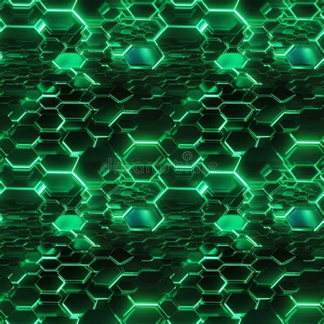 Hexagon Seamless Pattern Glowing Geometric Honeycomb Background Abstract Color Metallic Stock
