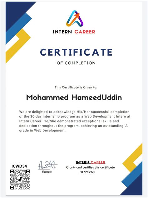 mohammed hameed uddin on linkedin webdevelopment interncareer milestoneachievement
