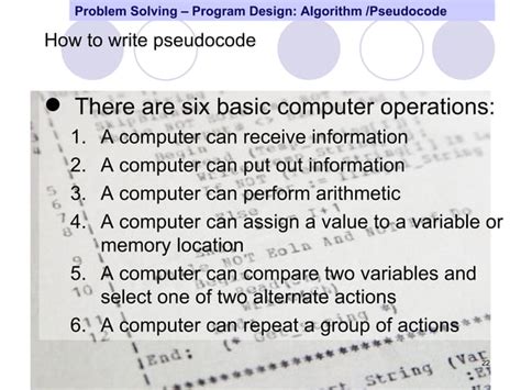 Program Design And Problem Solving Techniques Ppt Programming