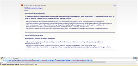 Visual Studio 2010 Unhandled Exception When Adding Usercontrol