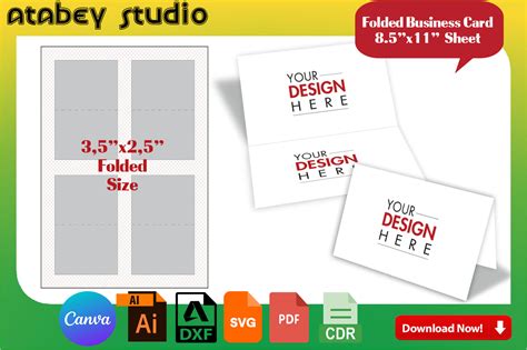 Folded Business Card Template Tent Cards Graphic By Atacanwoodbox