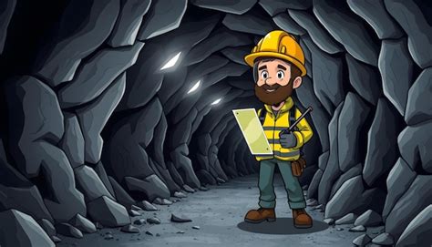 Geologist Working Underground In A Mining Tunnel Isolated With White