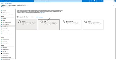 configuring a saml application on azure ad blink documentation