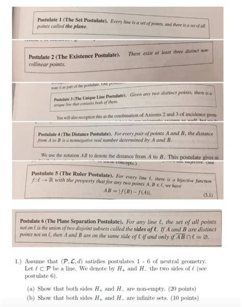 Solved Postulate 1 The Set Postulate Every Line Is A Set