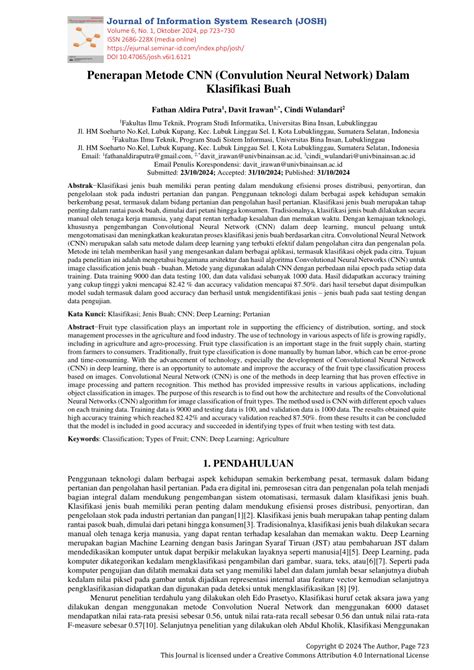 Pdf Penerapan Metode Cnn Convulution Neural Network Dalam