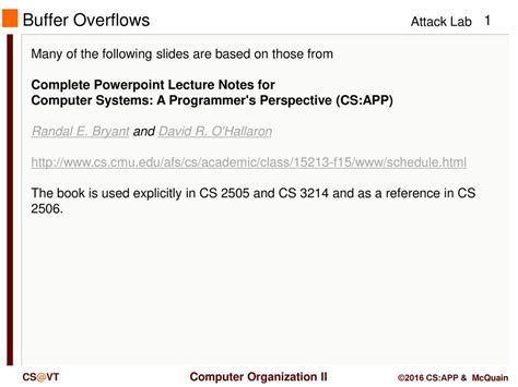 Buffer Overflows Many of the following slides are based on those from - ppt download