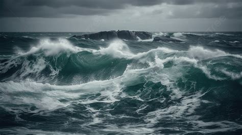 해안에서 거친 파도가 치는 폭풍우 치는 바다 미친 바다 그림 배경 일러스트 및 사진 무료 다운로드 Pngtree