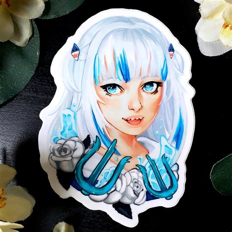 Vtuber Gawr Gura Hololive EN 3 Vinyl Sticker Etsy