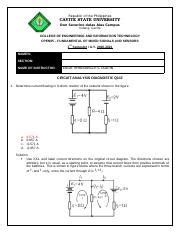 2 Circuit Analysis Diagnostic Quiz Docx Republic Of The Philippines CAVITE STATE UNIVERSITY