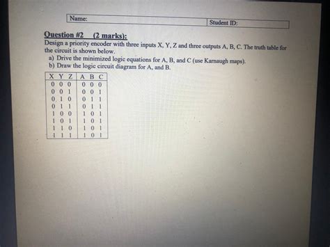 Solved Name Student ID Question Marks Design A Chegg