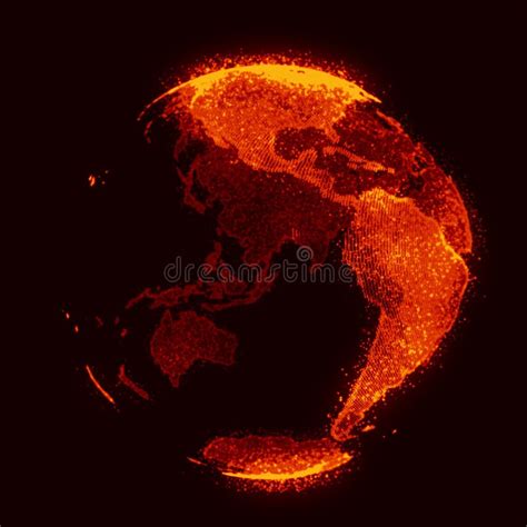 Abstract Red Background Global Network Concept World Map Point 3d