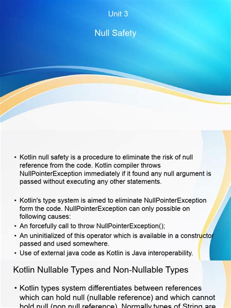 Unit 3 Null Safety Pdf Computer Programming Software Engineering