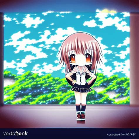 Anime Style Landscape With Chibi Style Girl Creative Fabrica