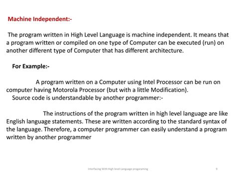 Interfacing With High Level Programming Language Pptx
