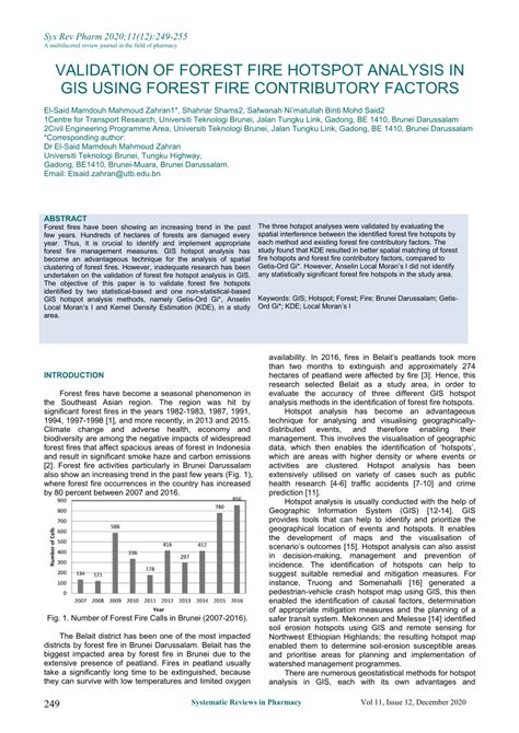 Pdf Validation Of Forest Fire Hotspot Analysis In Gis Using Forest