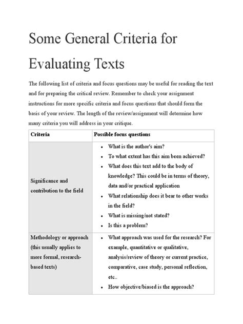 Some General Criteria For Evaluating Texts Pdf Epistemology Science