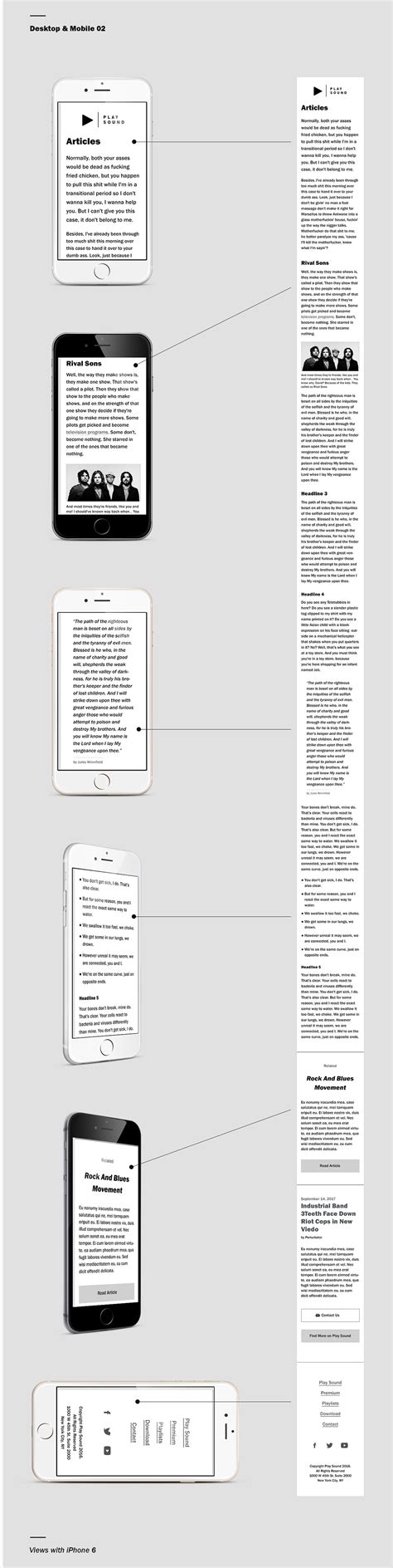 Play Sound Responsive Web Design Articles Page On Behance