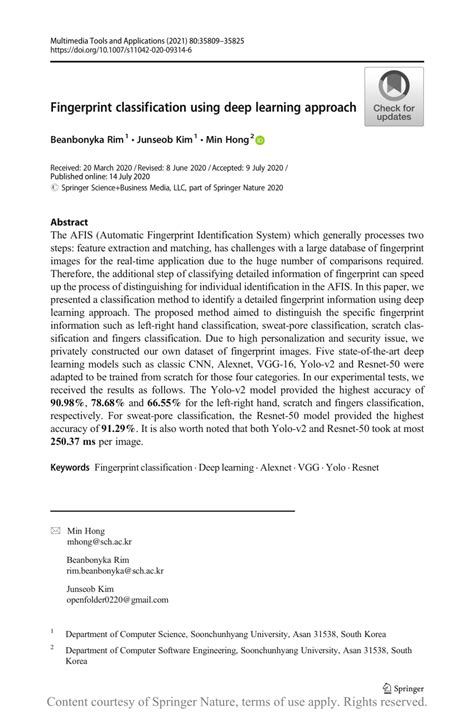 fingerprint classification using deep learning approach request pdf