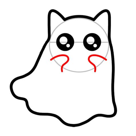 Easy And Cute Cat Ghost Drawing For Halloween Simple Drawings