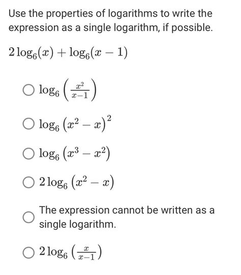 solved use the properties of logarithms to write the