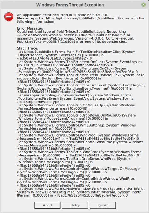 Error Box On Bionic · Issue 3468 · Subtitleeditsubtitleedit · Github