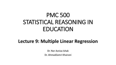 Statistical Reasoning In Education Multiple Linear Regression Ppt