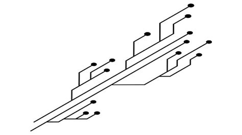 아이소메트릭 인쇄 회로 기판 Pcb 트랙은 흰색 배경에 격리되어 있습니다 끝에 선과 점이있는 기술 클립 아트 디자인 요소 Cpu