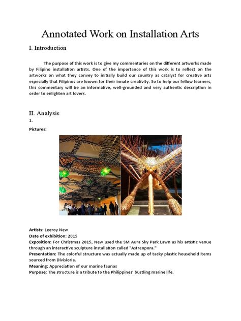 Annotated Work On Installation Arts Pdf