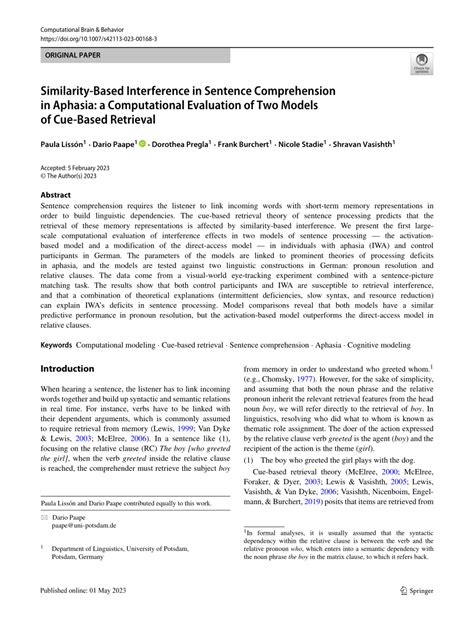 Pdf Similarity Based Interference In Sentence Comprehension In