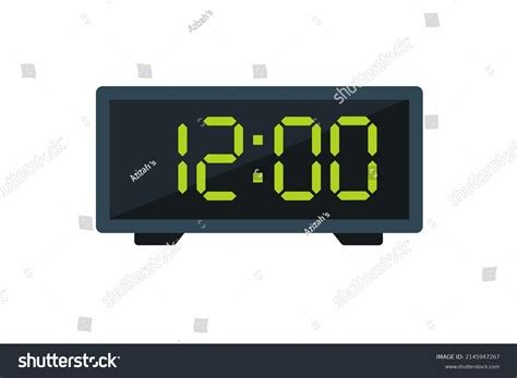 Vector Flat Illustration Digital Clock Displaying Stock Vector Royalty