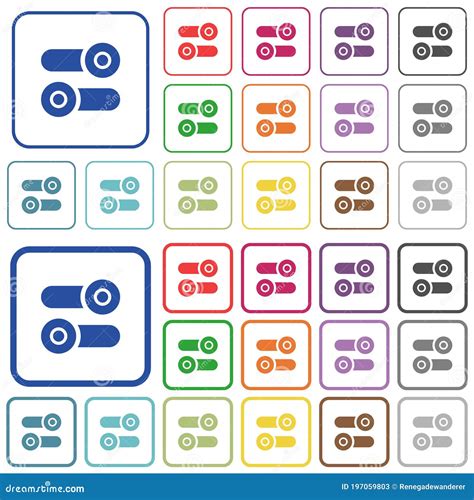 Toggle Switches Outlined Flat Color Icons Stock Vector Illustration Of Flat Setting 197059803