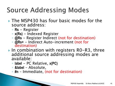 Msp Assembly Language Instructions Addressing Modes PDF