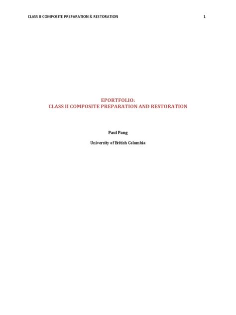 Class Ii Composite Preparation And Restoration Pdf Dental Composite
