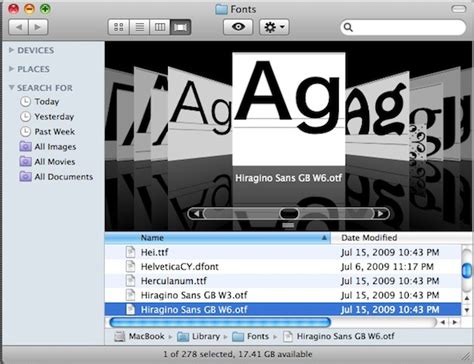 See A Preview Of Fonts In Cover Flow Quick Look Of Mac OS X